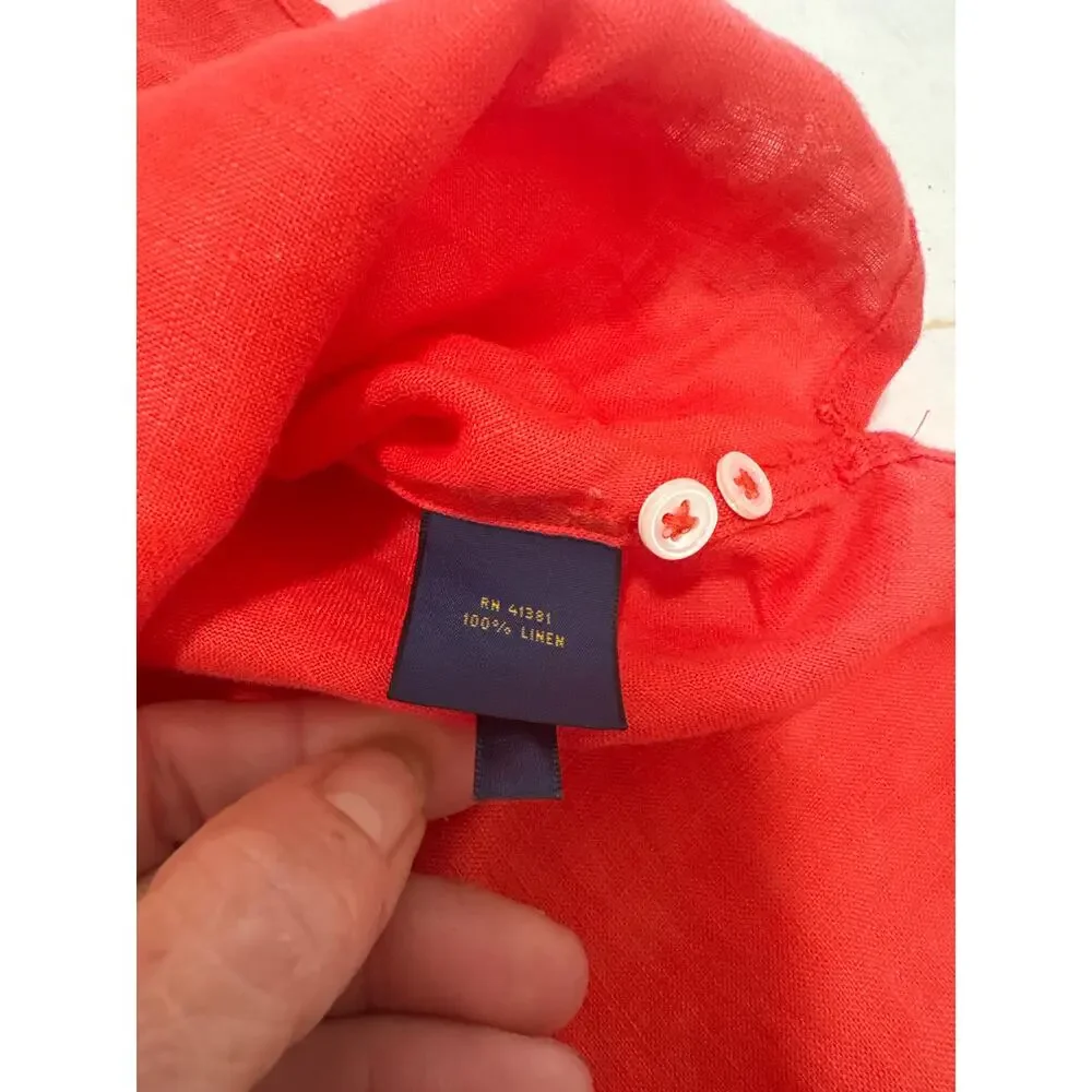 Polo Ralph Lauren | Tops | Polo Ralph Lauren Womens Sz 8 Red 0 Linen ...
